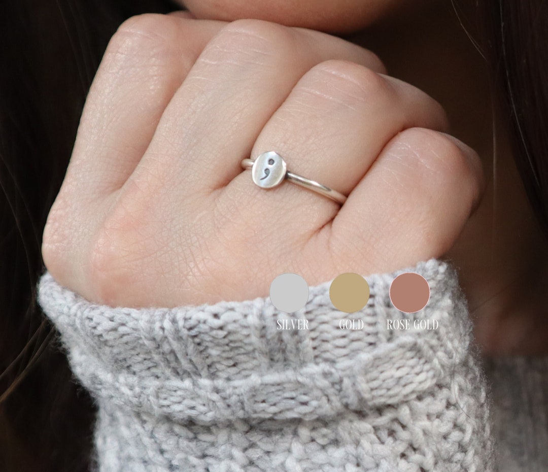 New Small Semicolon Ring, Silver, Gold, Rose, Semicolon Jewelry ...