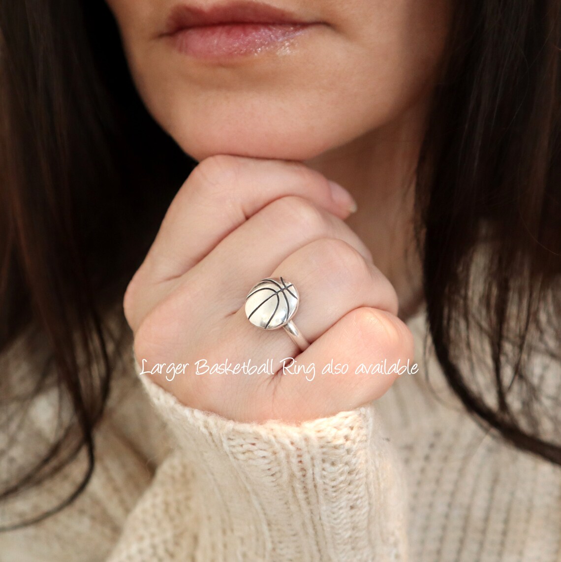 Small Basketball Ring, Sports Ring, Unisex Ring, Sterling Silver, 24K ...