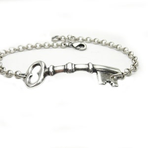 Key Bracelet, Medium Key, Sterling Silver Finish - Etsy