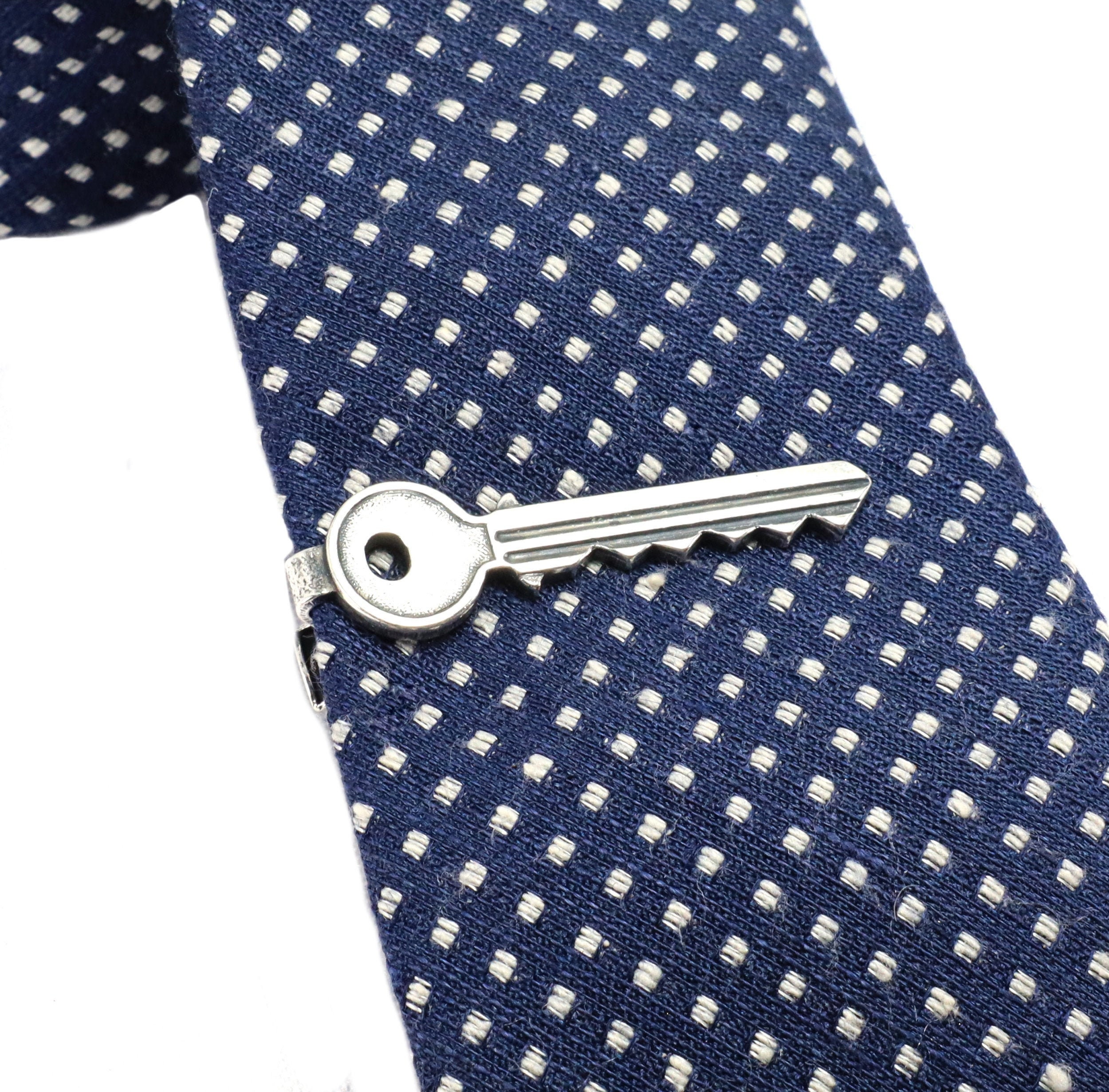 Key Tie Bar, Key Tie Clip, Key Tie Pin, Sterling Silver Ox Finish or ...
