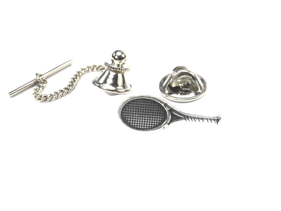 Tennis Pin, Tennis Tie Tack, Sterling Silver Finish, Tennis Lapel Pin ...