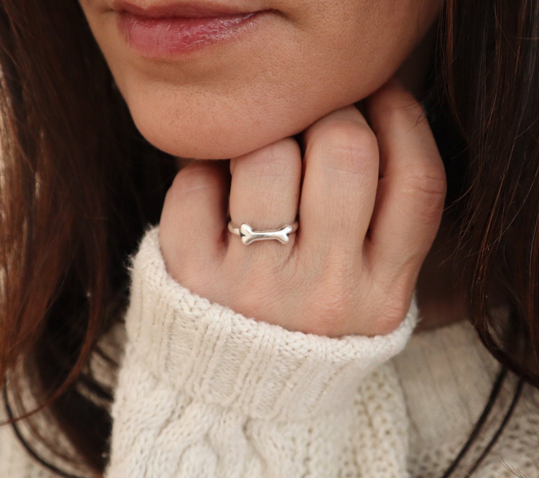Dog Bone Ring, Sterling Silver, Gold, Rose Gold Finishes, Stacking Ring ...