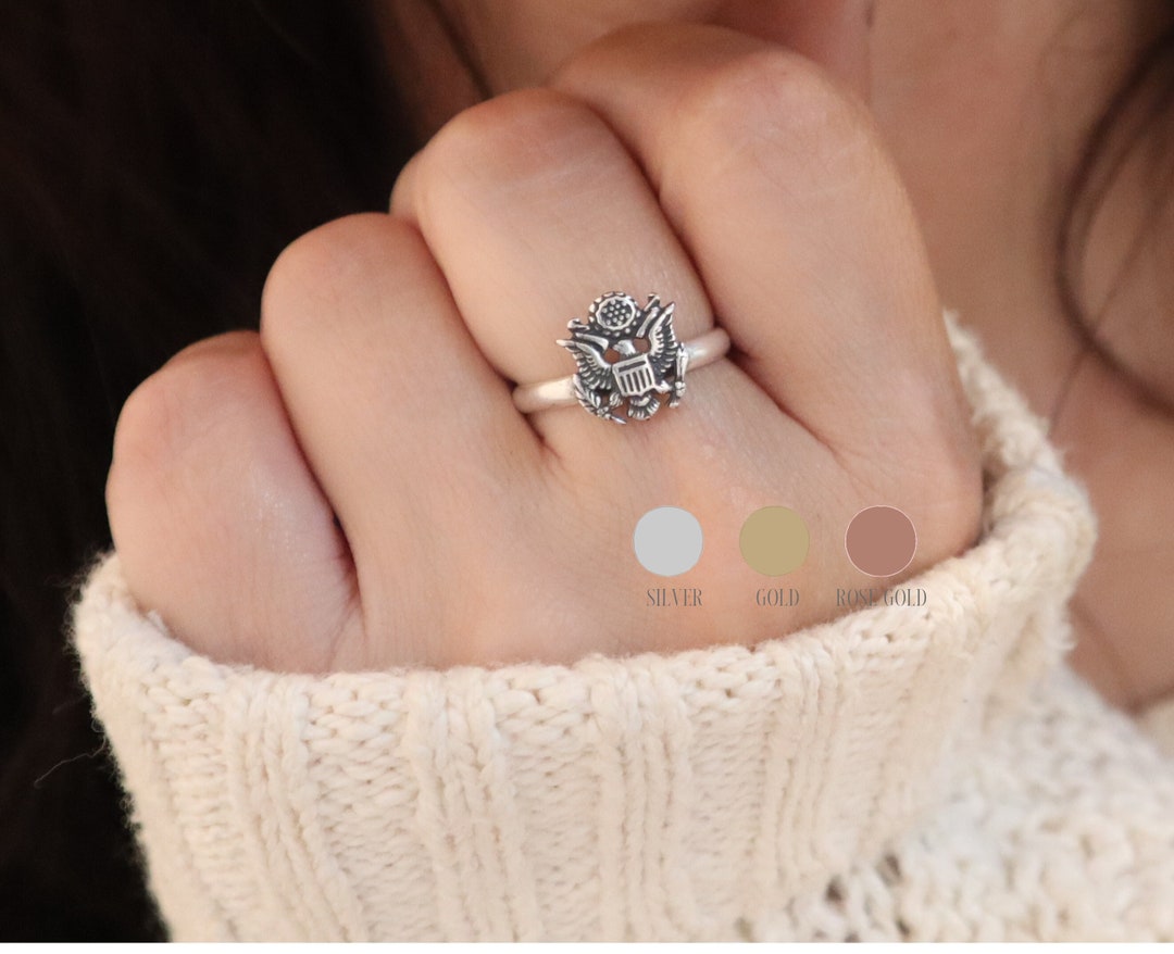 Army Ring, Silver, Gold, Rose Gold Finishes, Unisex Ring, Army Crest ...