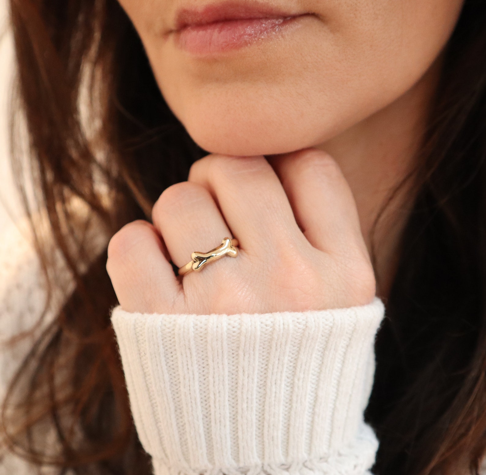 Dog Bone Ring, Sterling Silver, Gold, Rose Gold Finishes, Stacking Ring ...