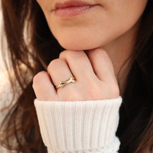 Dog Bone Ring, Sterling Silver, Gold, Rose Gold Finishes, Stacking Ring ...