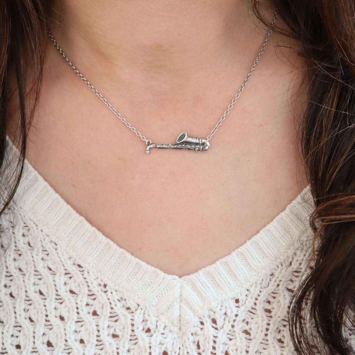 Small Saxophone Necklace, Saxophone Jewelry, Music Necklace, Saxophone ...