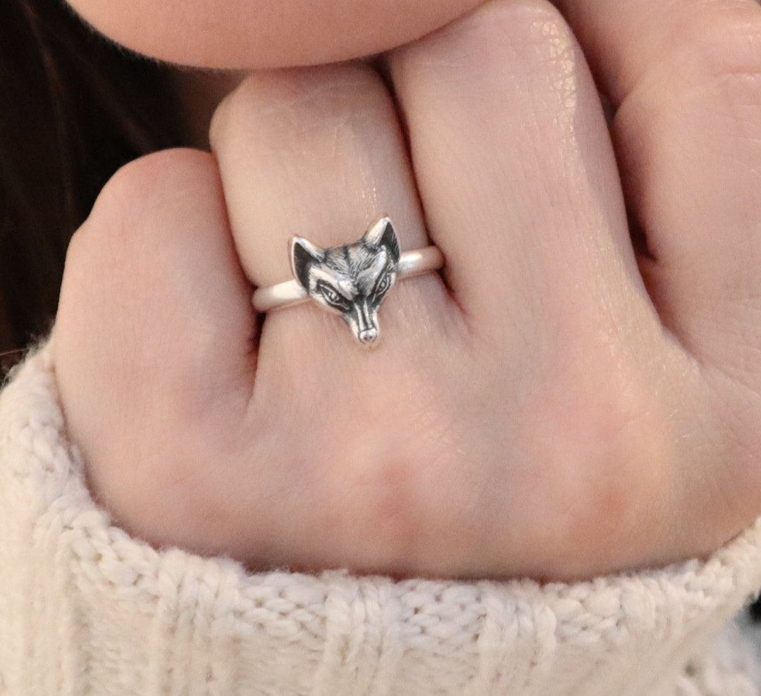 Fox Ring Sterling Gold Rose Gold Finishes Unisex Rings Etsy