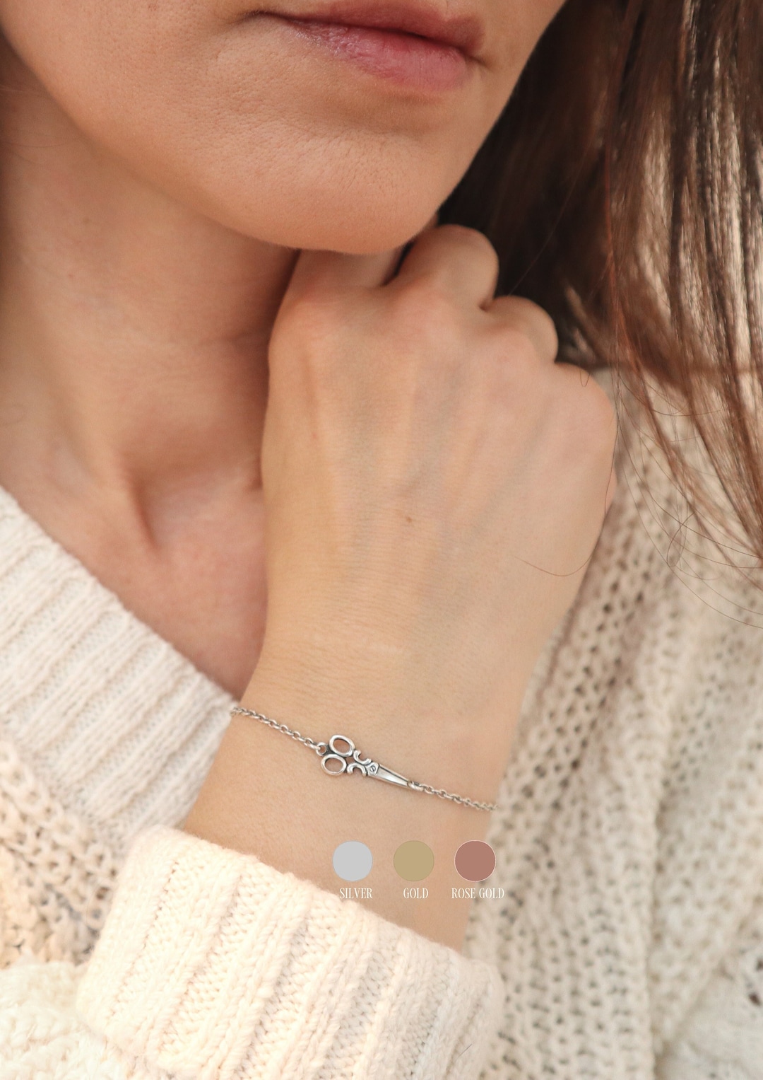 Small Scissor Bracelet, Sterling Silver, Gold, Rose Gold Finishes ...