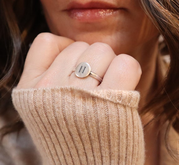 Pause Ring Pause Symbol Ring Silver Gold Rose Gold | Etsy