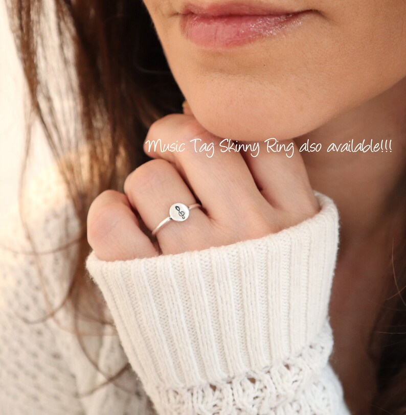 Small Music Note Ring Skinny Music Stacking Ring Sterling | Etsy