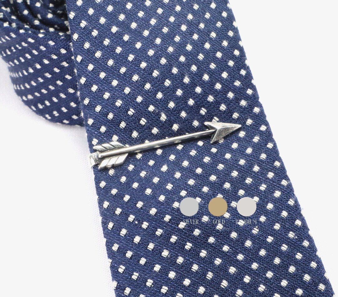 Arrow Tie Bar, Bridal Tie Clip, Silver, Brass, Gold, Rhodium Finishes ...