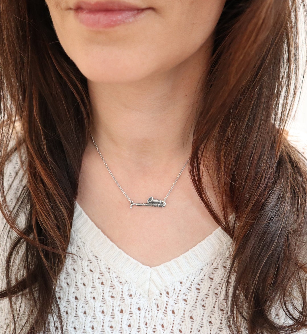 Small Saxophone Necklace, Saxophone Jewelry, Music Necklace, Saxophone ...