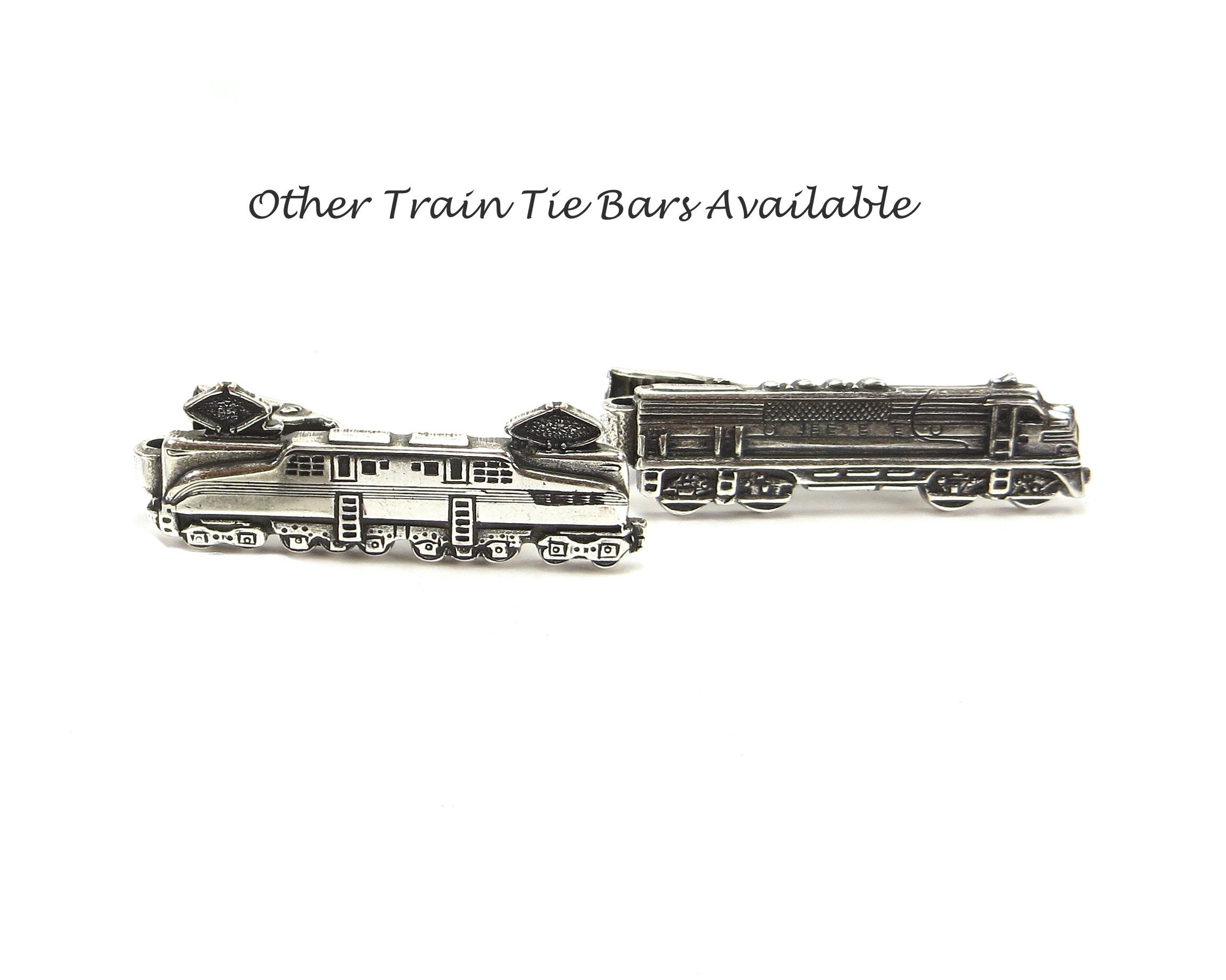 Train Tie Clip Train Tie Bar Silver Gold Rhodium Finishes - Etsy