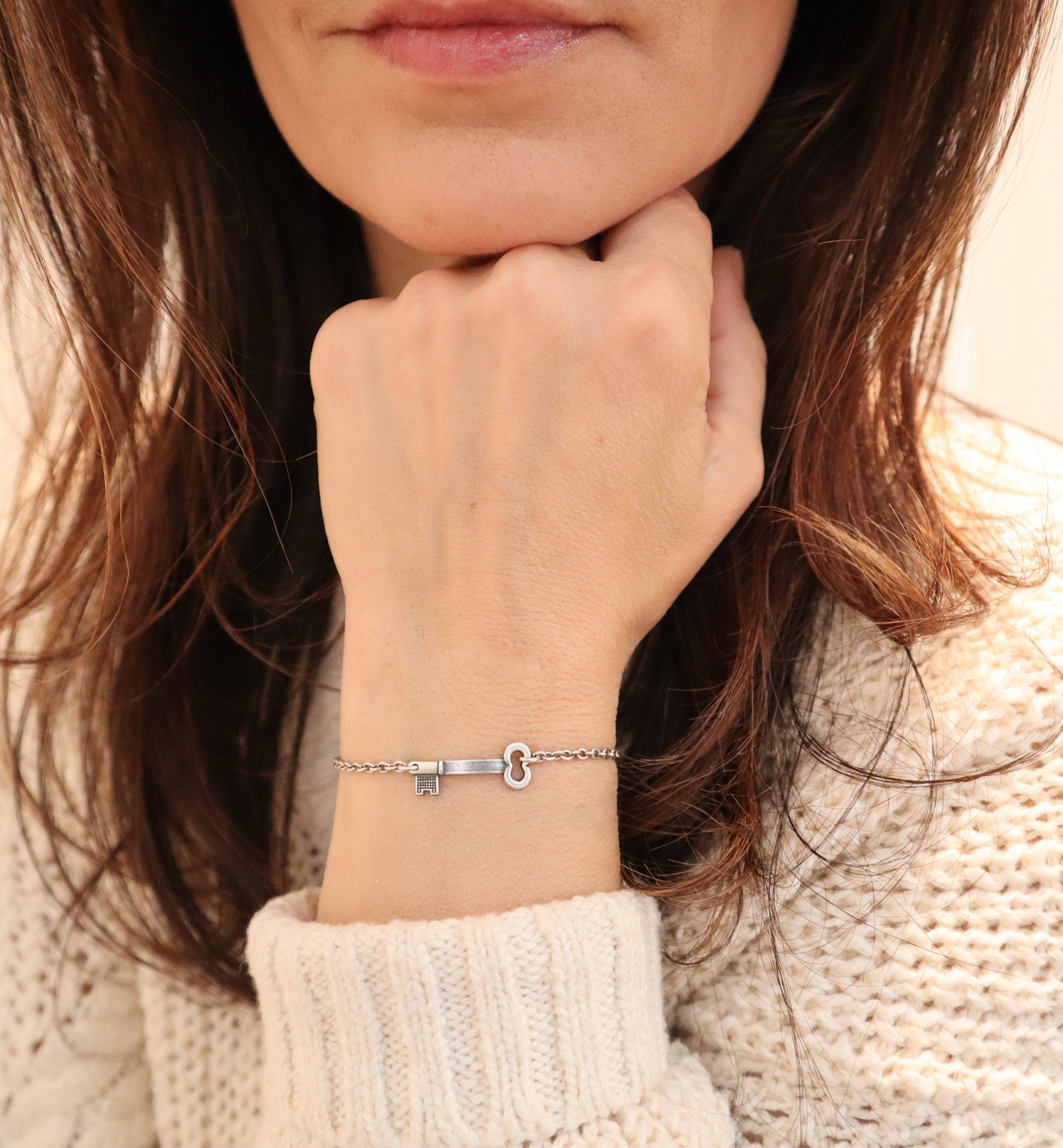 Small Key Bracelet Key Anklet Sterling Silver Finish - Etsy