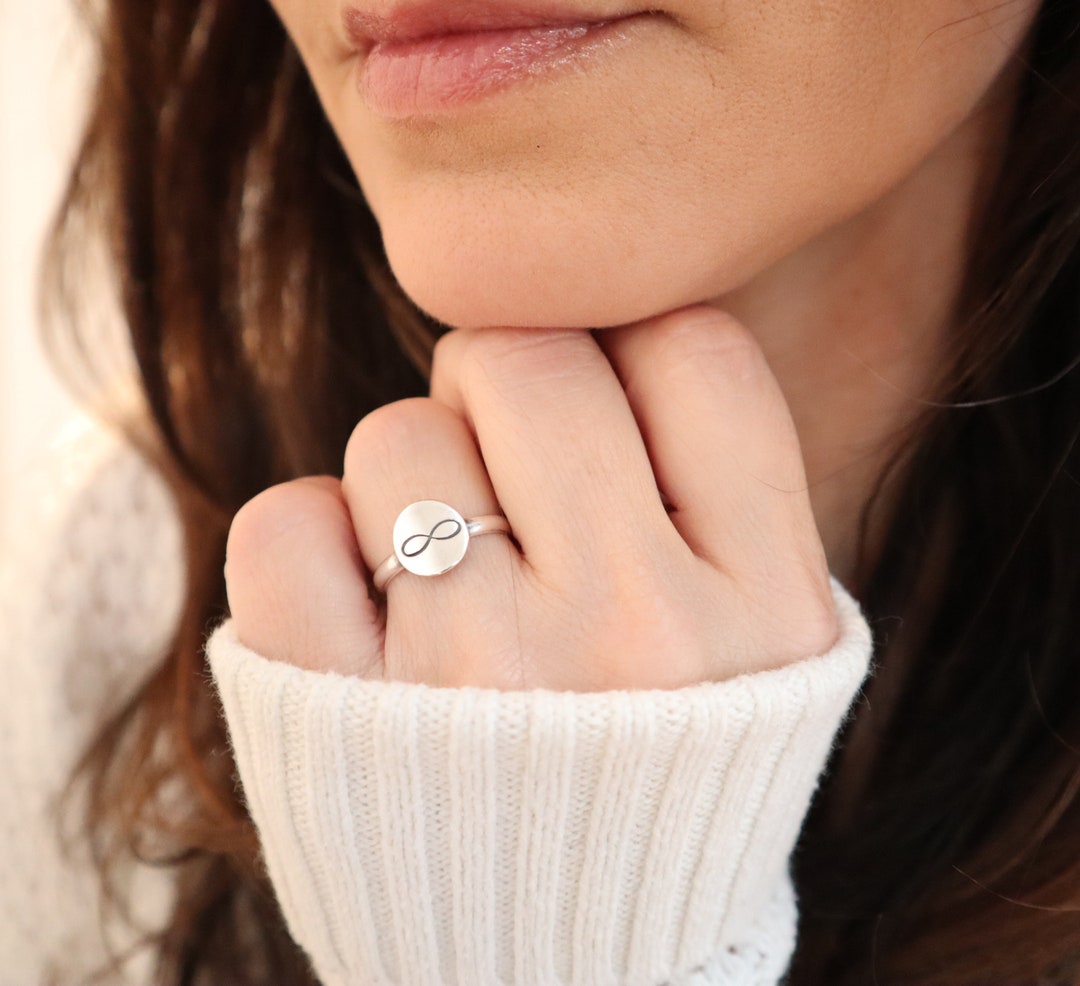 Infinity Band Ring, Infinity Tag, Sterling Silver Finish, 24K Gold ...