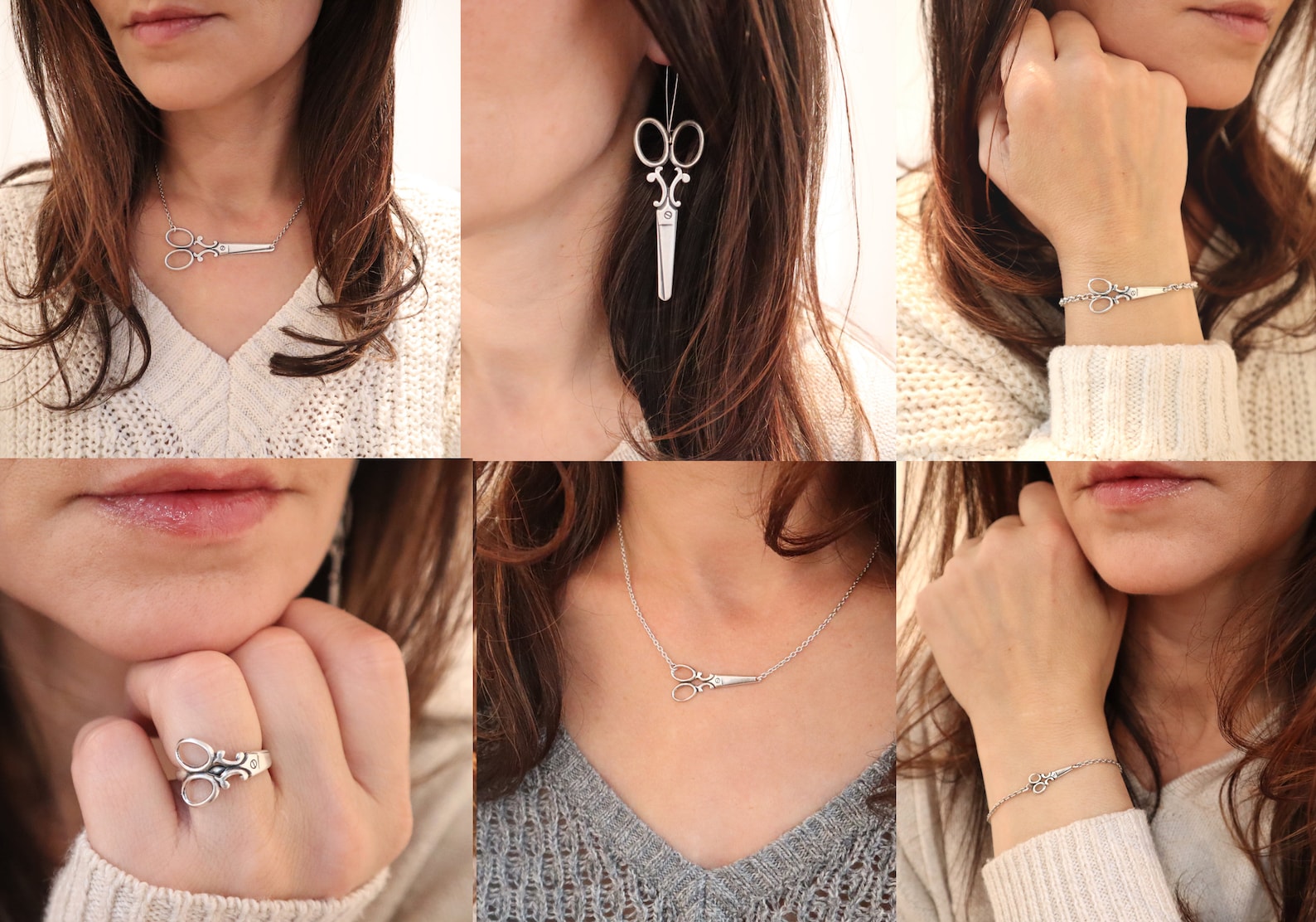 Large Scissor Bracelet, Sterling Silver Finish, Hairdresser Gift ...