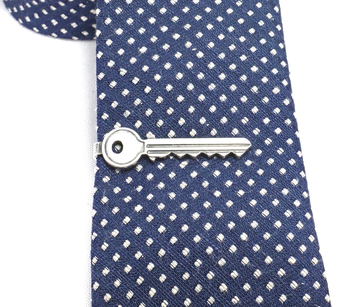 Key Tie Bar Key Tie Clip Key Tie Pin Sterling Silver Ox - Etsy