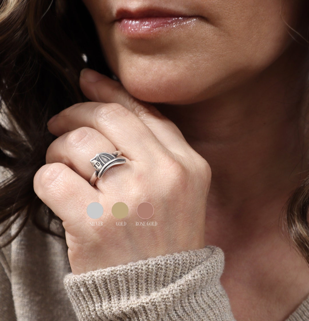 Firefighter Ring, Fireman Helmet Ring, Statement Ring, Firefighter ...