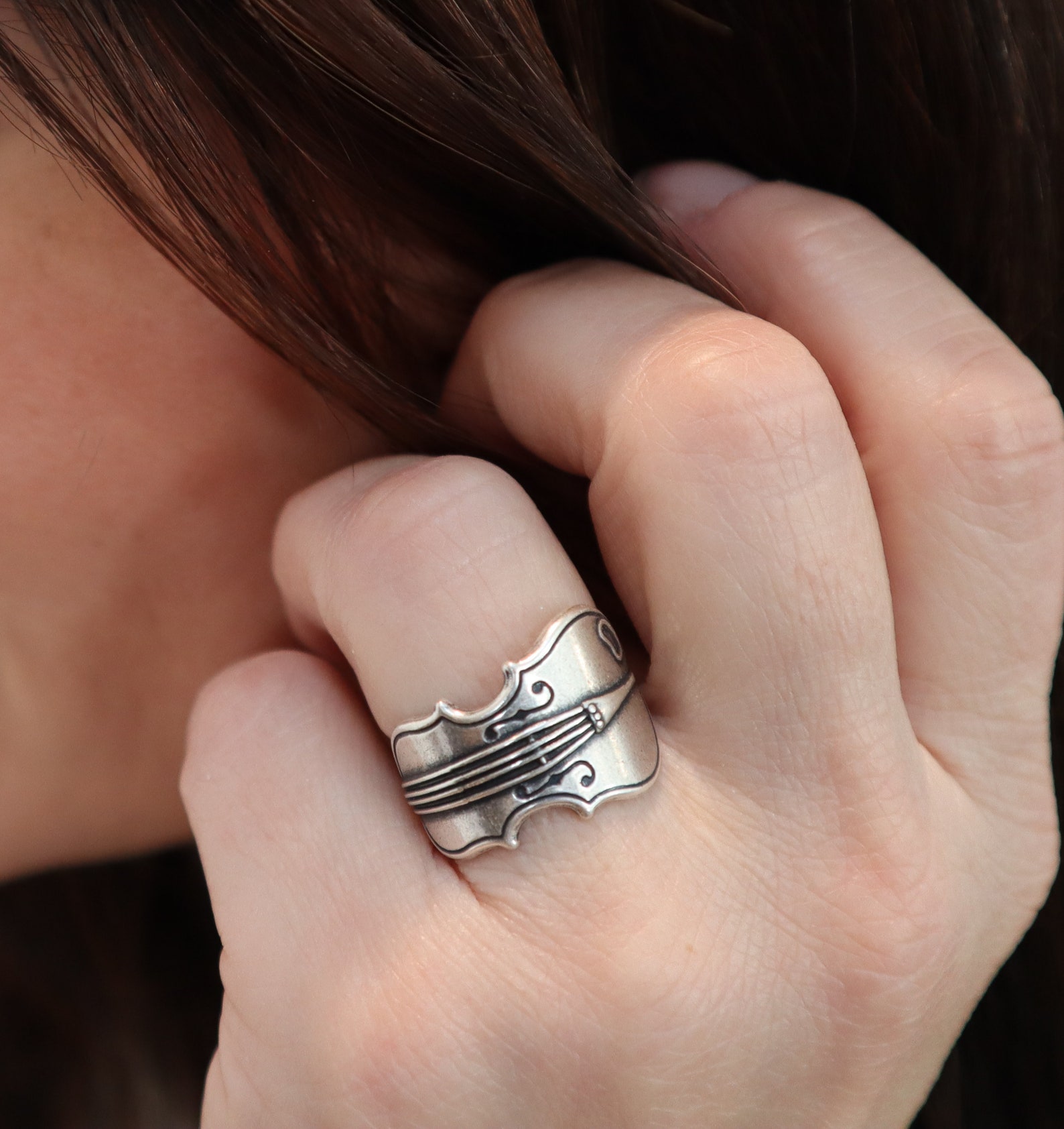 Violin Ring, Unisex Ring, Sterling Silver or Brass Finish, Violin ...