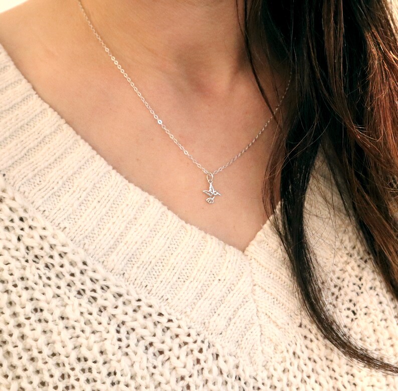 Small Hummingbird Necklace Sterling Silver Hummingbird - Etsy