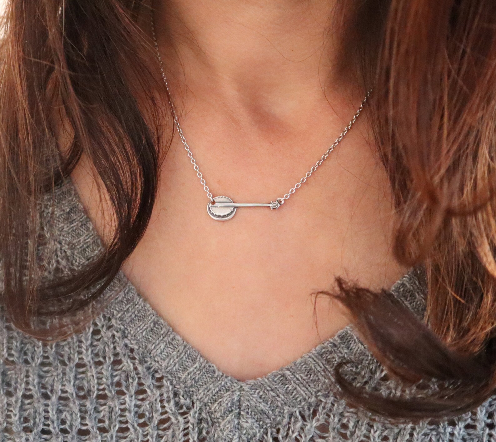 Small Banjo Necklace Banjo Jewelry Music Necklace Banjo | Etsy