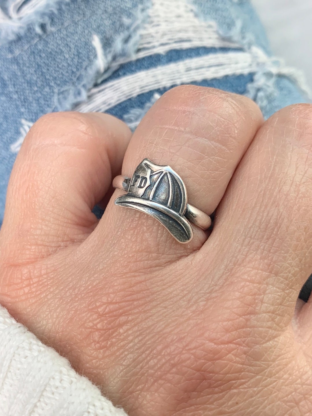 Firefighter Ring, Fireman Helmet Ring, Statement Ring, Firefighter ...