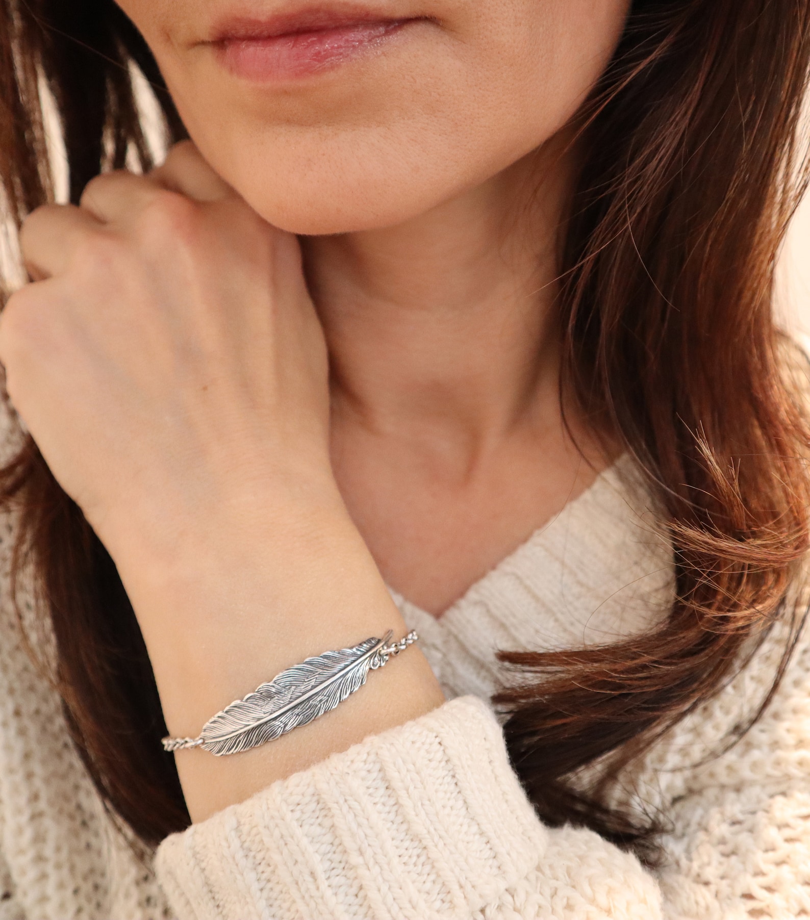 Feather Anklet Sterling Silver Finish and Antiqued Brass - Etsy