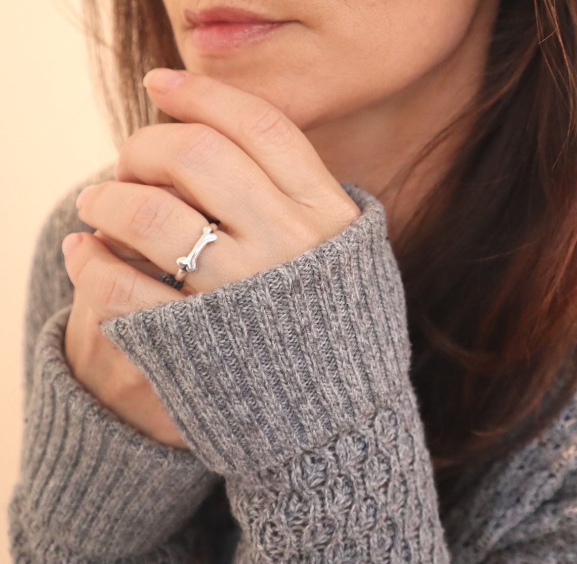 Dog Bone Ring Sterling Silver Gold Rose Gold Finishes | Etsy