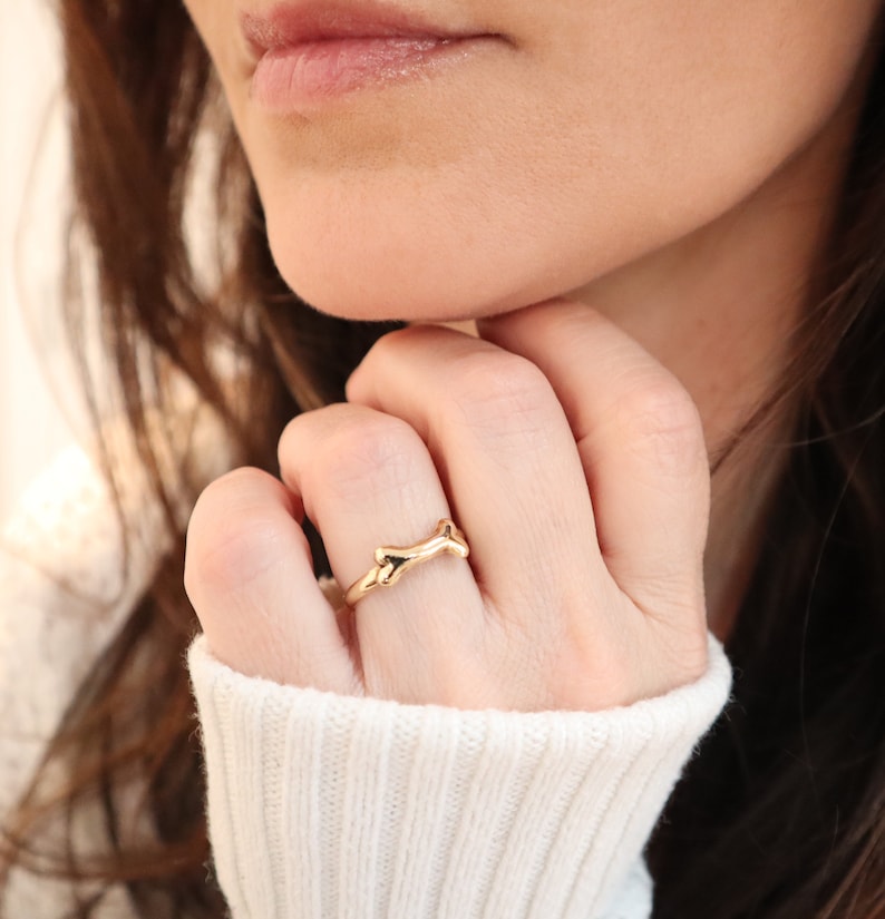Dog Bone Ring Sterling Silver Gold Rose Gold Finishes - Etsy