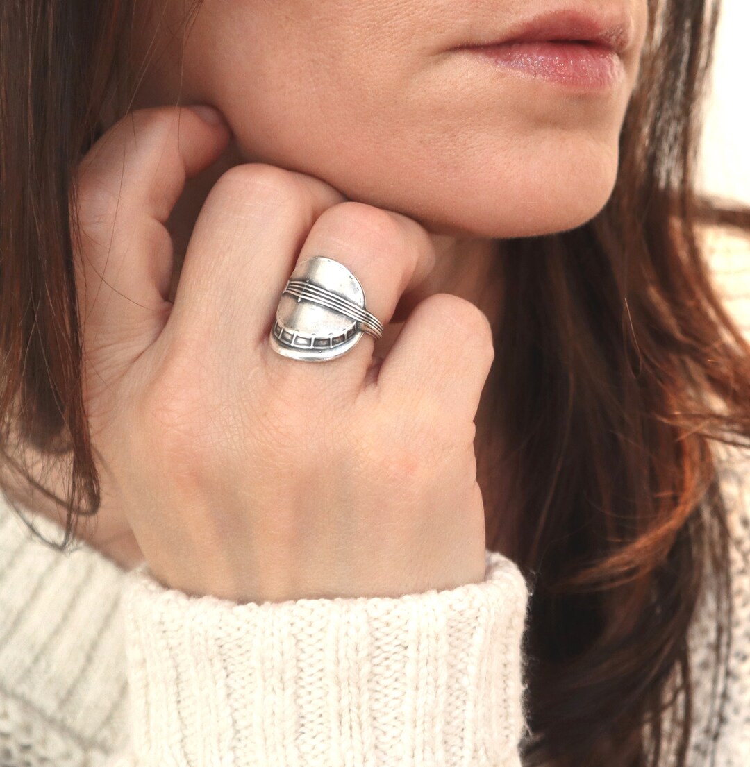 Banjo Ring, Sterling Silver Finish, Large Banjo Ring, Statement Ring ...
