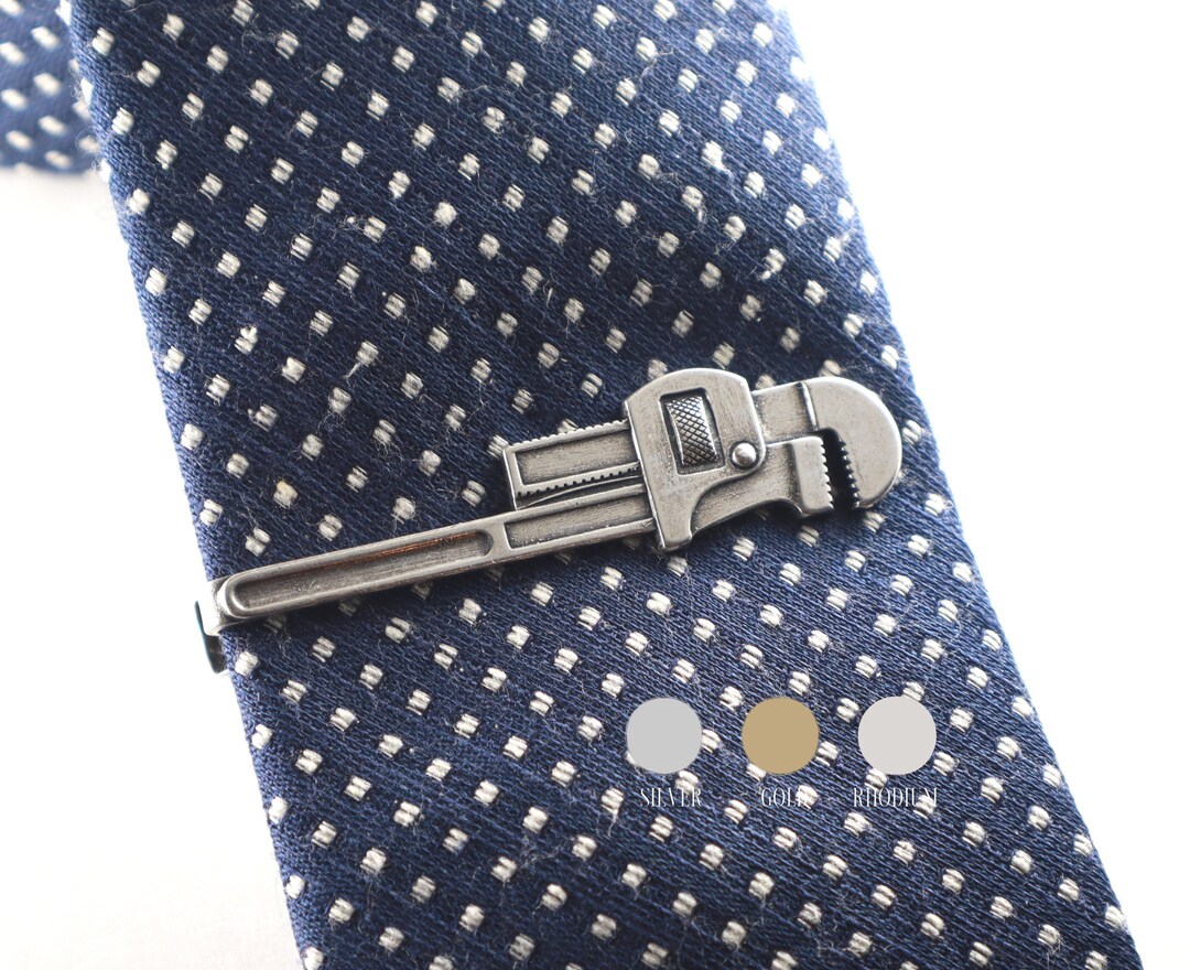 Pipe Wrench Tie Bar, Plumbers Wrench Tie Clip, Sterling Silver or ...
