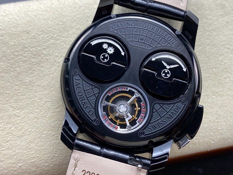 Automatic Roulette Dial Watch: Sapphire Crystal, Leather Strap - Etsy
