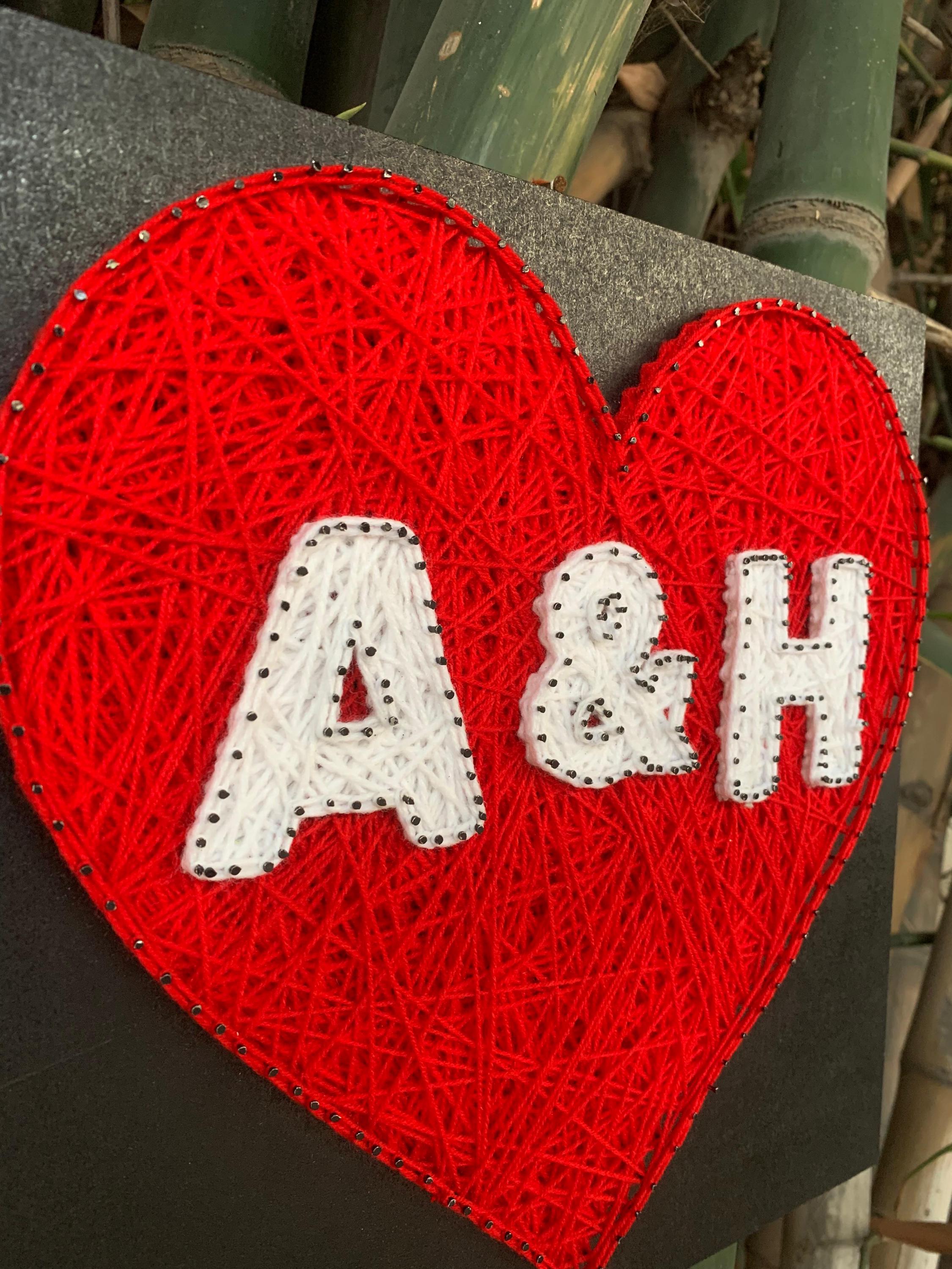 Customized Heart Shape String Art | MADE TO ORDER | Personalized Letters String Art for Couples ...