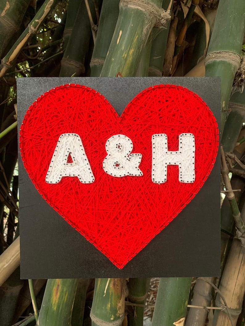 Customized Heart Shape String Art | MADE TO ORDER | Personalized Letters String Art for Couples ...