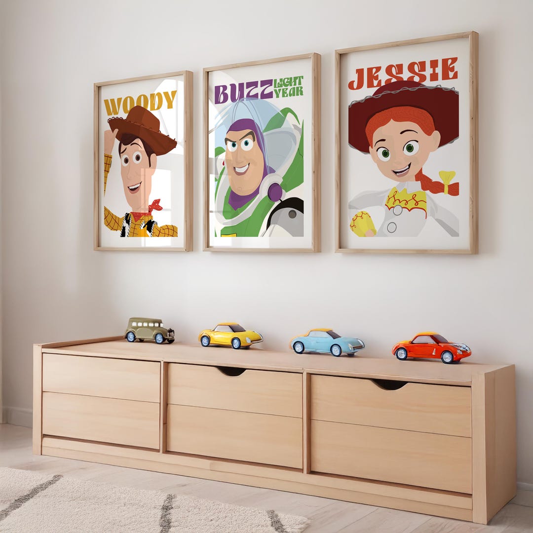 Toy Story Nursery Art Prints: Woody, Buzz and Jessie Set of 3, Kids ...