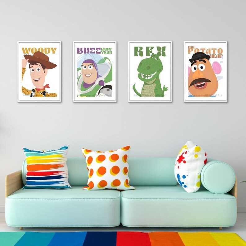 Toy Story Wall Art Prints Set of 4 Kids Room Decor, Nursery Wall Art ...
