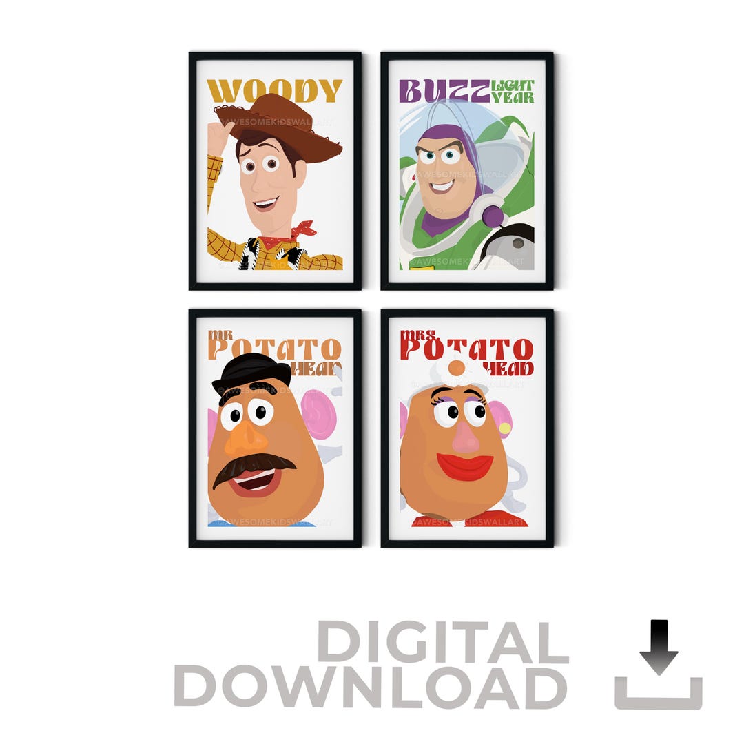 Toy Story Wall Art Prints Set of 4 Kids Room Decor, Nursery Wall Art ...