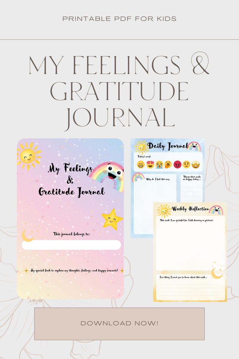 My Feelings & Gratitude Journal – Printable PDF for Kids - Etsy