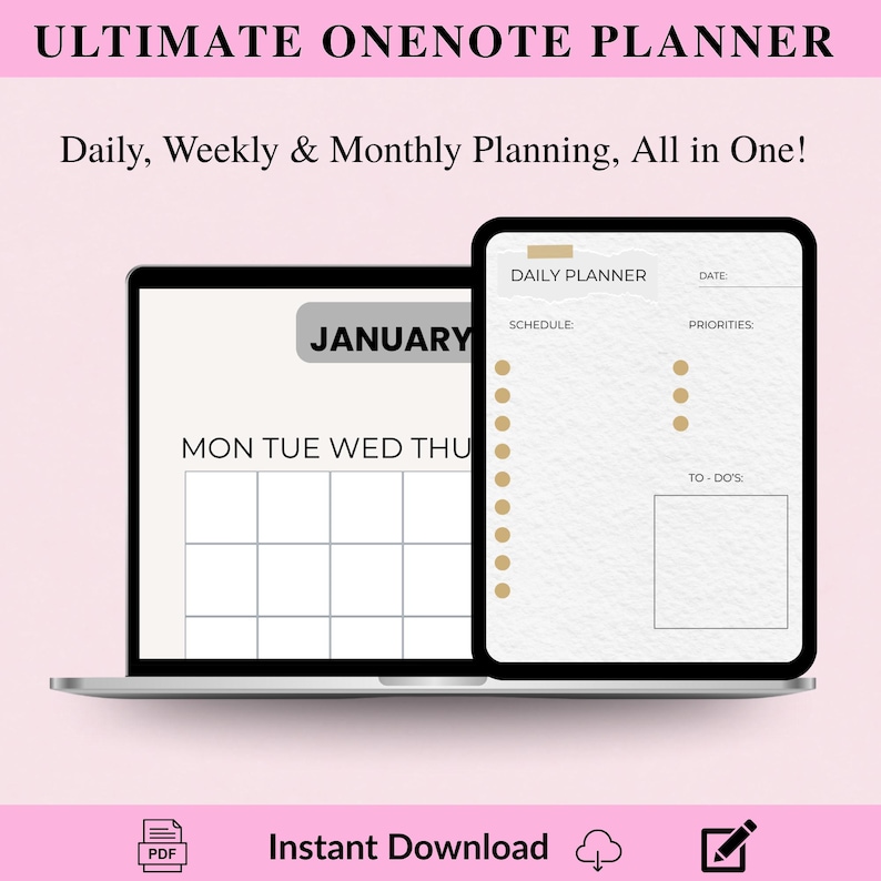 Onenote Planner 2026 | Digital Onenote Planner Template | Daily Weekly ...