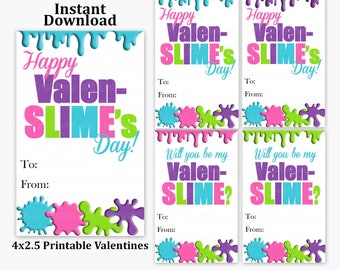 Printable Slime Valentines Day Card - School Valentine's Day Card ...