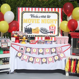 Movie Night Birthday Party Decor EDITABLE Printable Instant Download ...