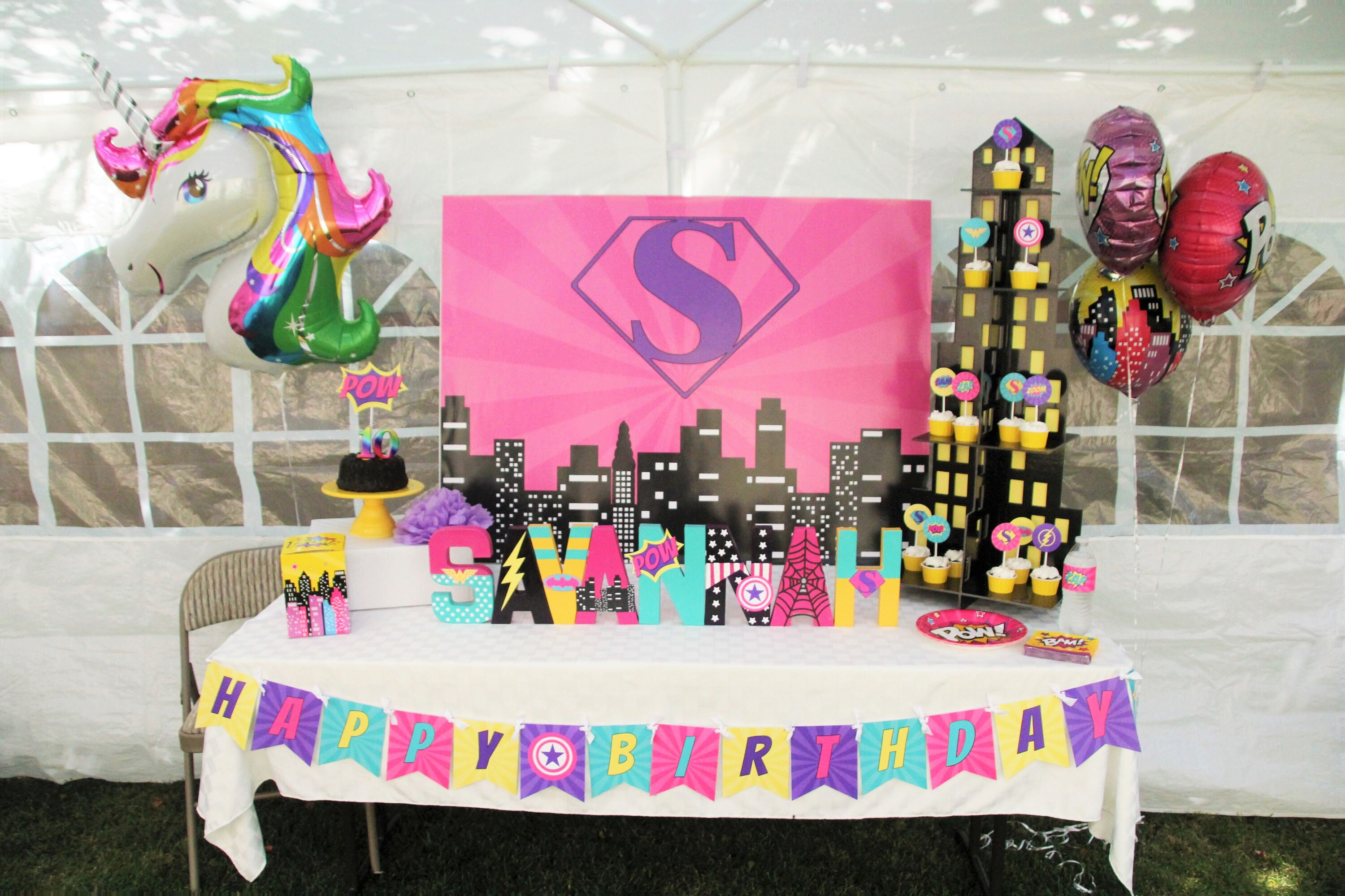 Girl Superhero Birthday Party Decor EDITABLE Printable | Etsy