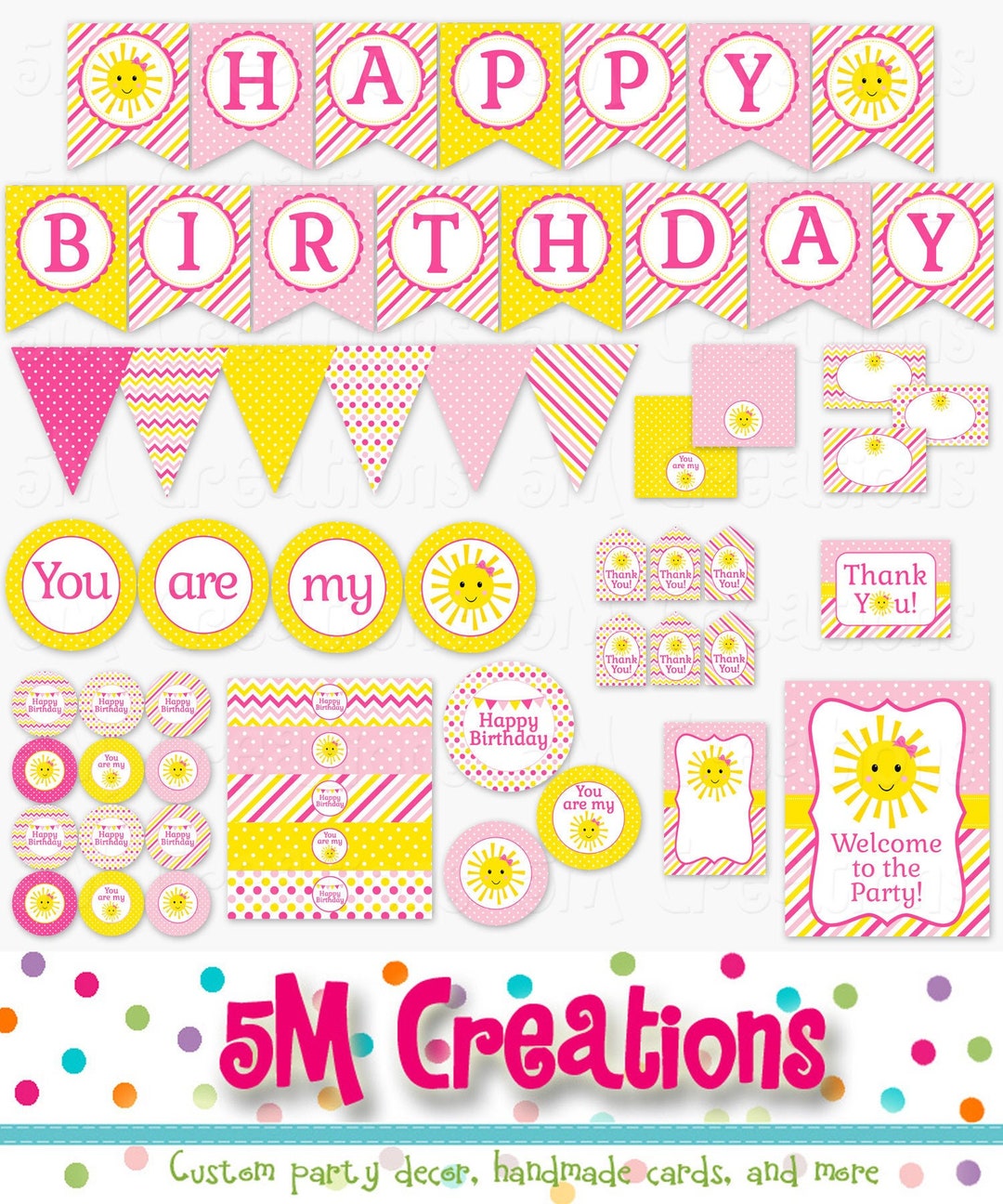 Sunshine Birthday Party Decorations - You Are My Sunshine Birthday ...