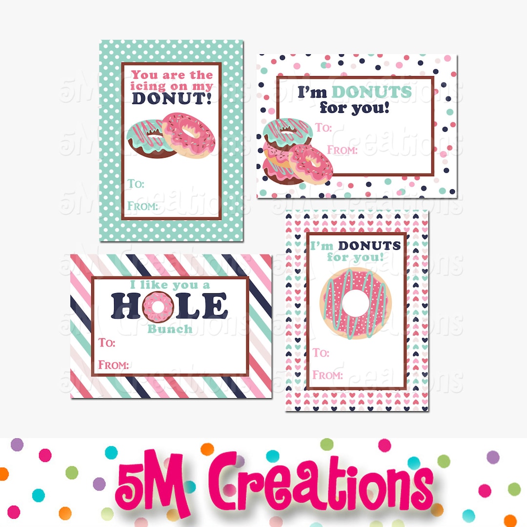 Printable Donut Valentines Day Card - School Valentines Day Card ...