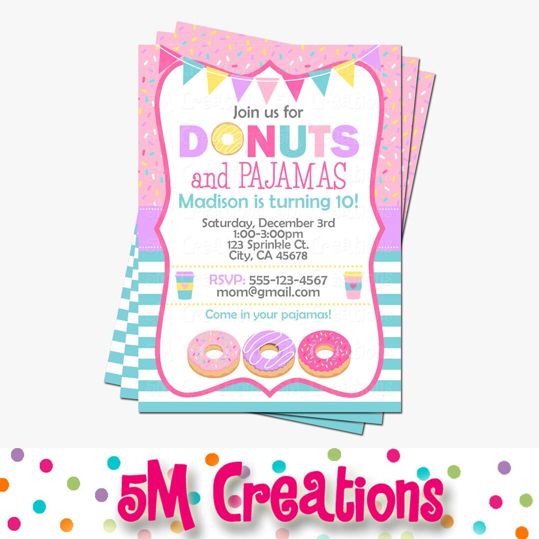 Donut Party Invitation - Doughnut Birthday Invitations - Donut and ...