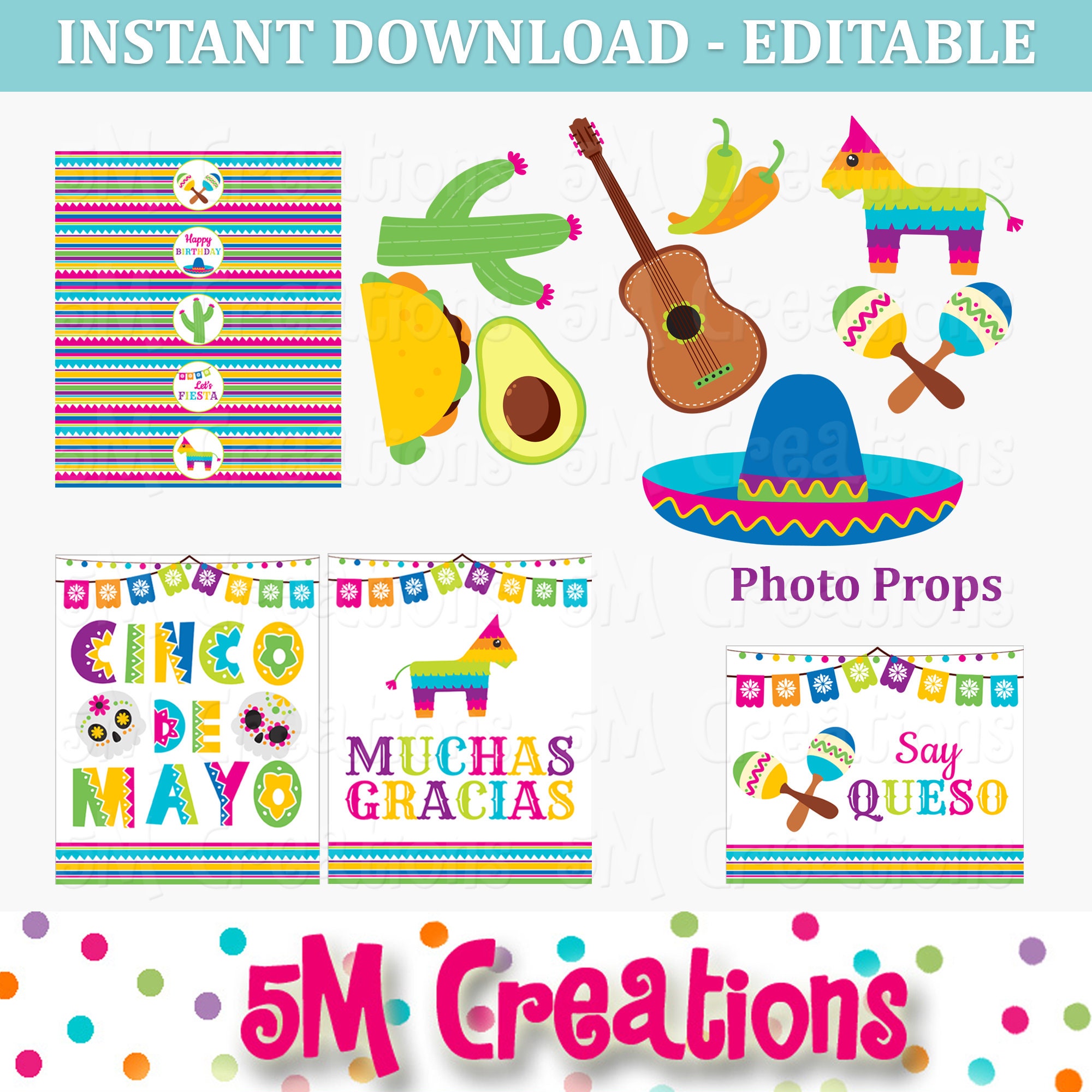 Fiesta Birthday Party Decor Cinco De Mayo Birthday Party | Etsy