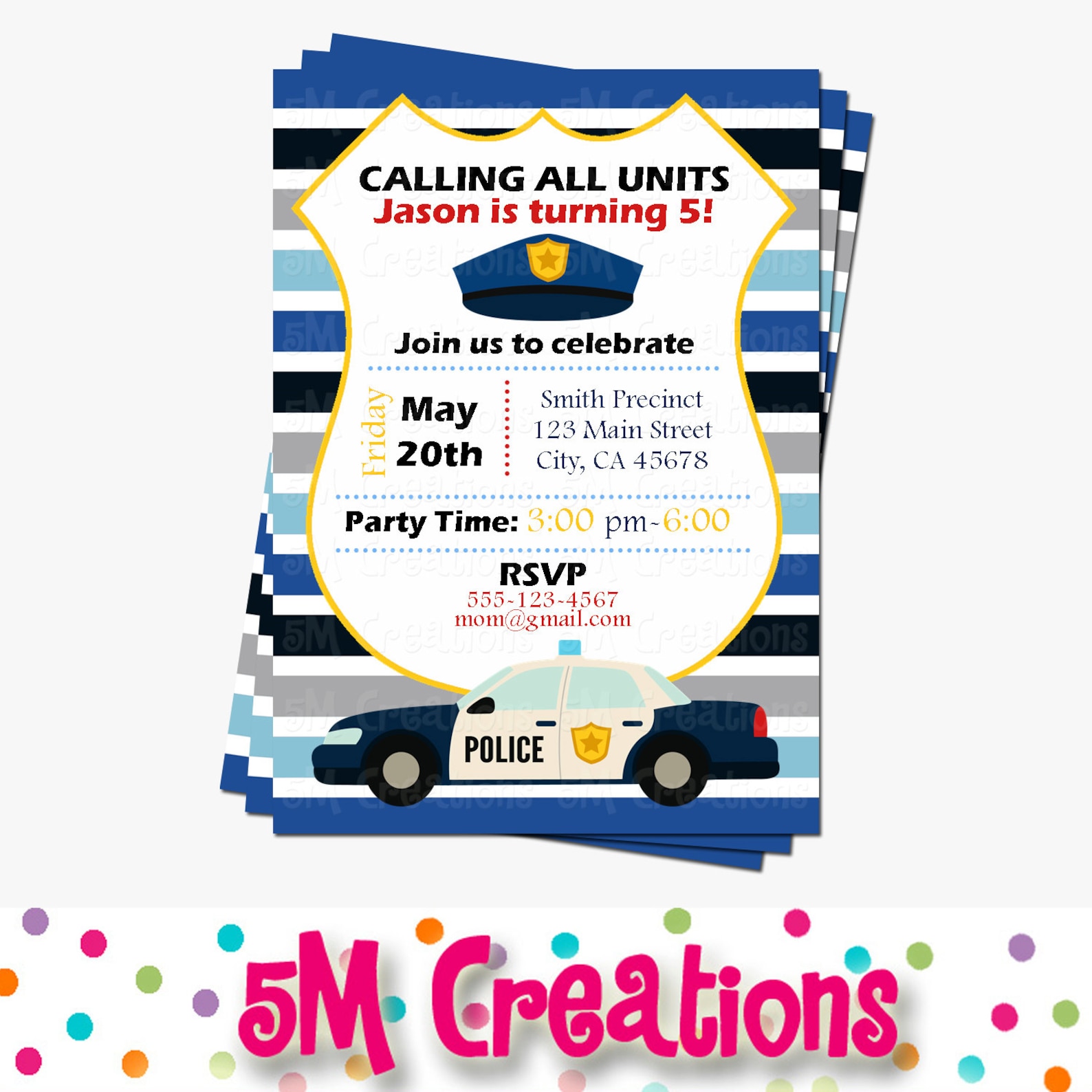 Police Party Invitations Cop Party Invite Police Birthday - Etsy