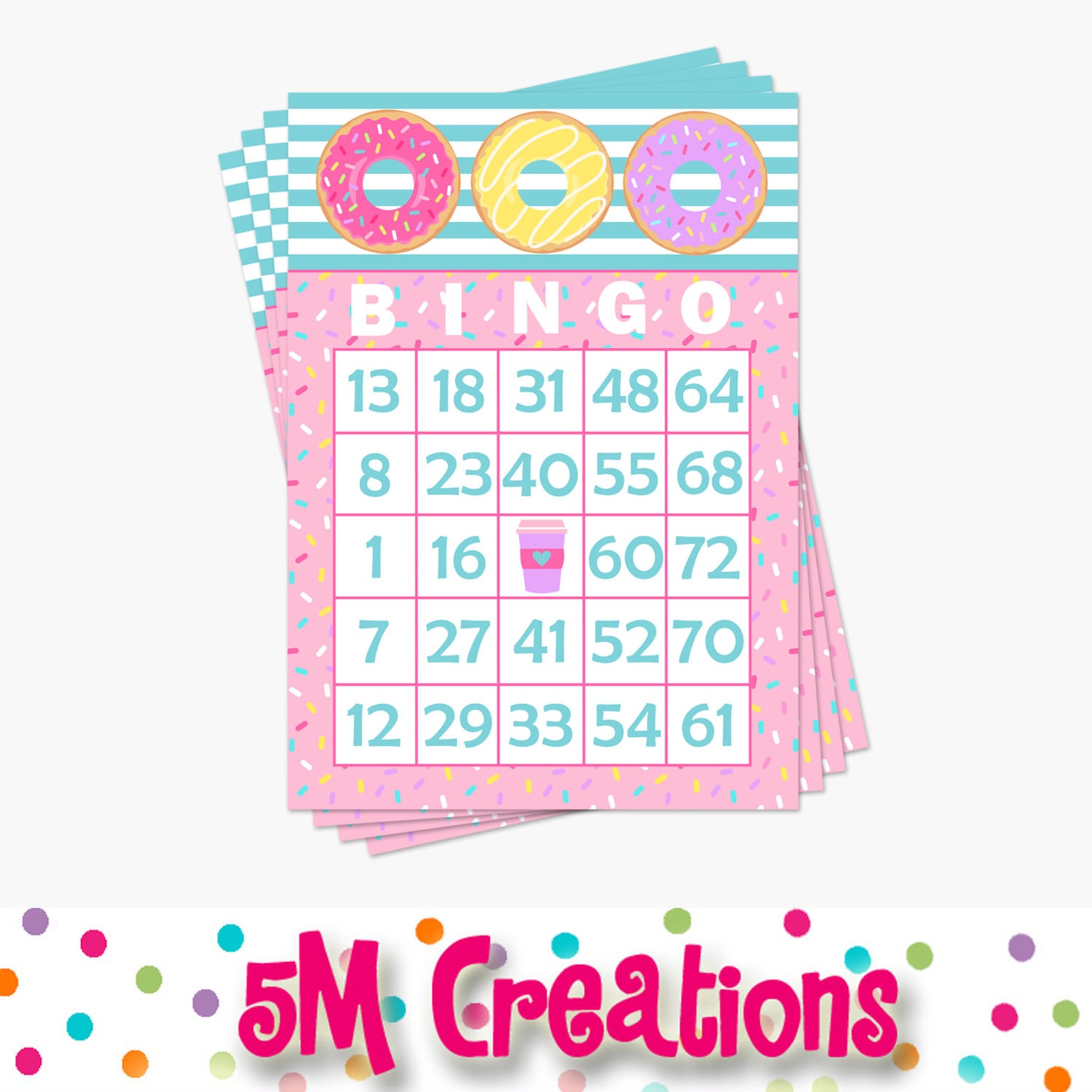 Donut Bingo Card - Doughnut Printable Bingo Card - Donut Printable ...