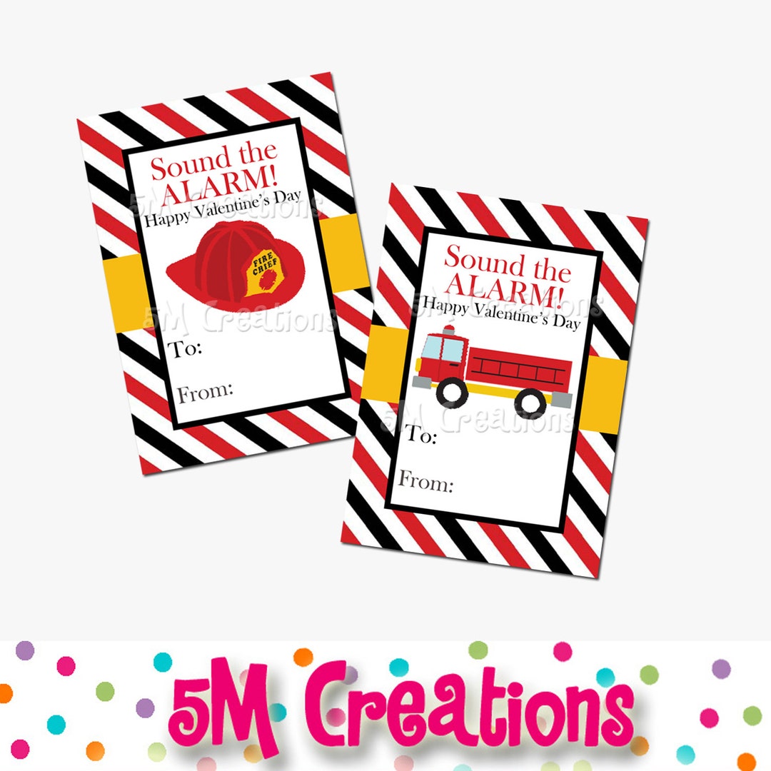 Printable Fire Truck Valentines Day Card School Valentines Day Card ...