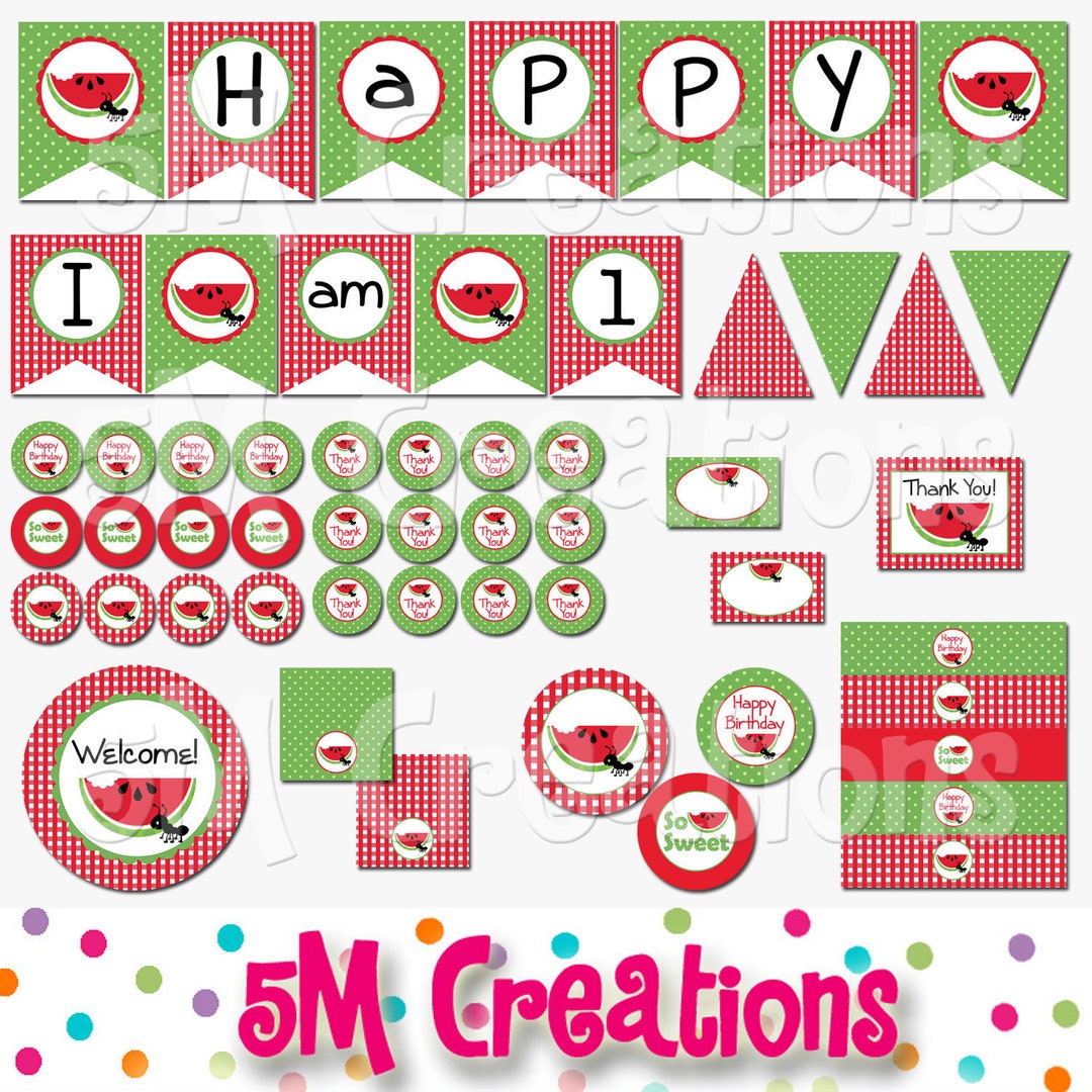 Watermelon Birthday Party Package - Watermelon Printable Decorations ...